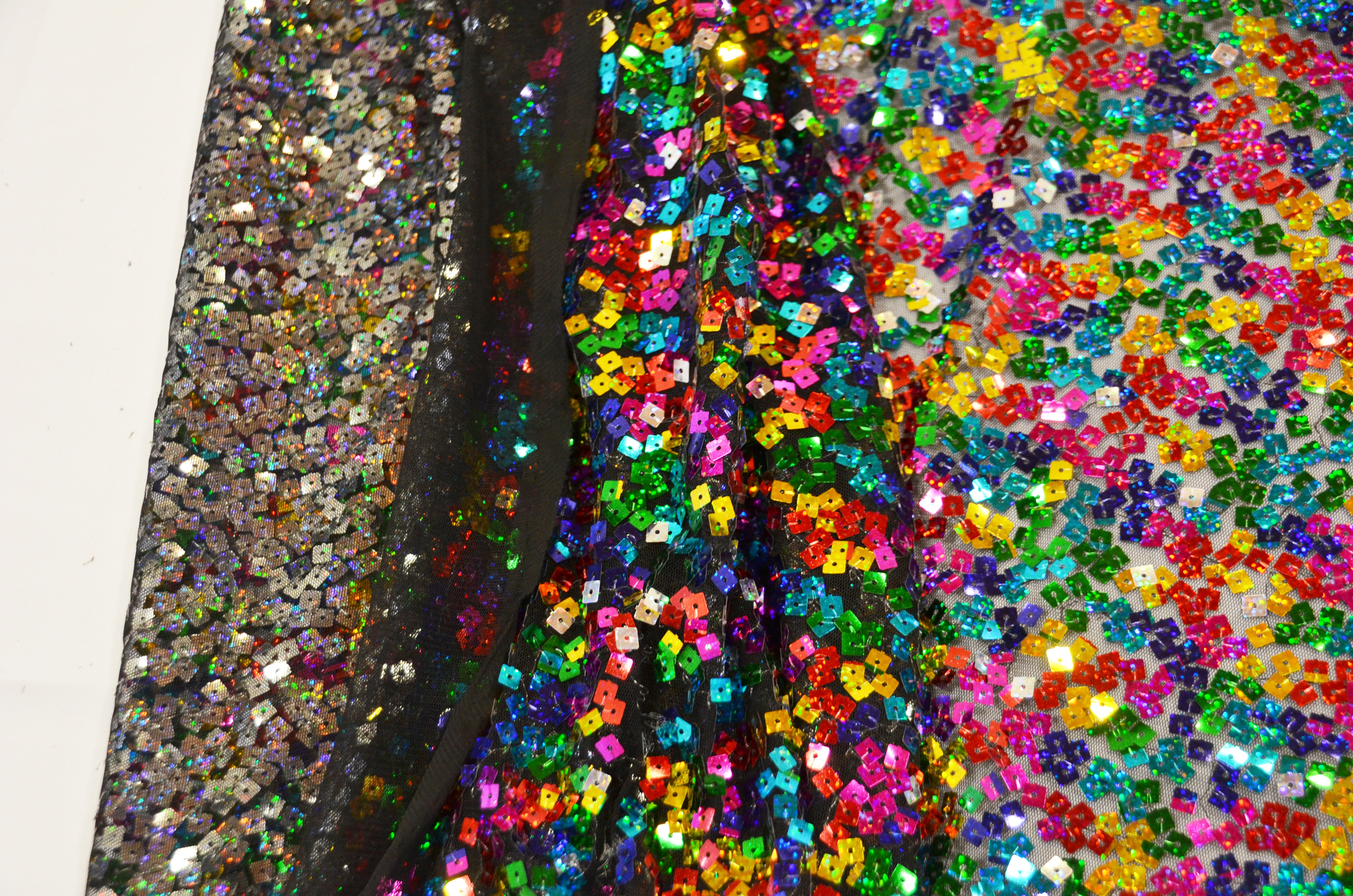 Rainbow Square Sequins Fabric by the Yard | Multi Color Sequins Fabric ...