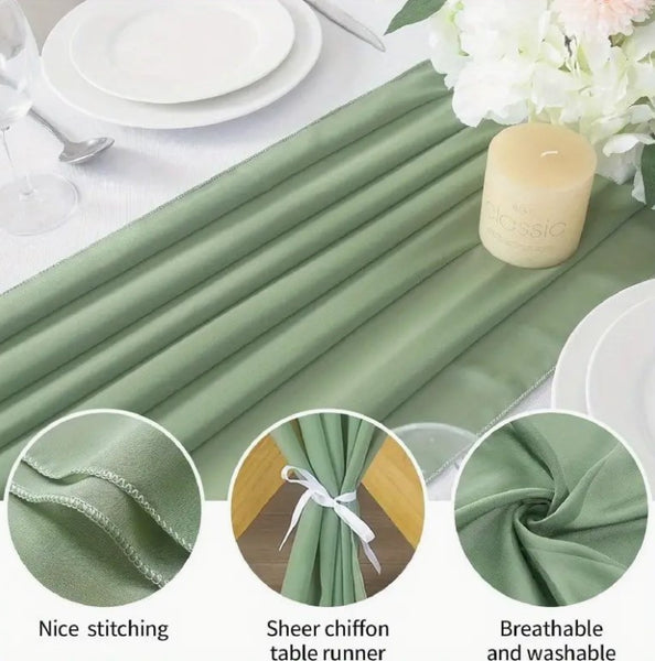 IFR Chiffon Fabric Table Runners, 100% Polyester Chiffon Table Runners ...