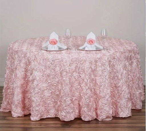Rosette Satin Fabric Table Linens | 3d Rose Satin Tablecloths ...