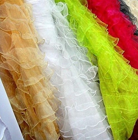 Layered Ruffle Mesh Fabric by the Yard | Organza Ruffled Mesh Fabric ...